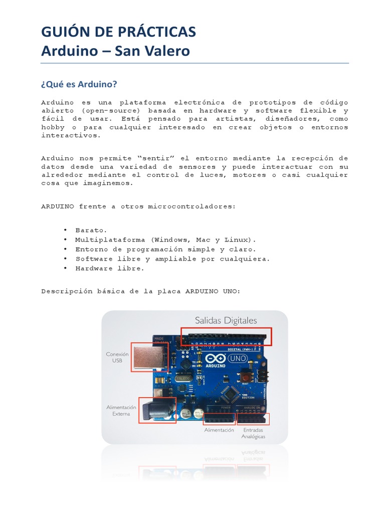 Guion Practicas Arduino PDF | PDF | Arduino | Resistor