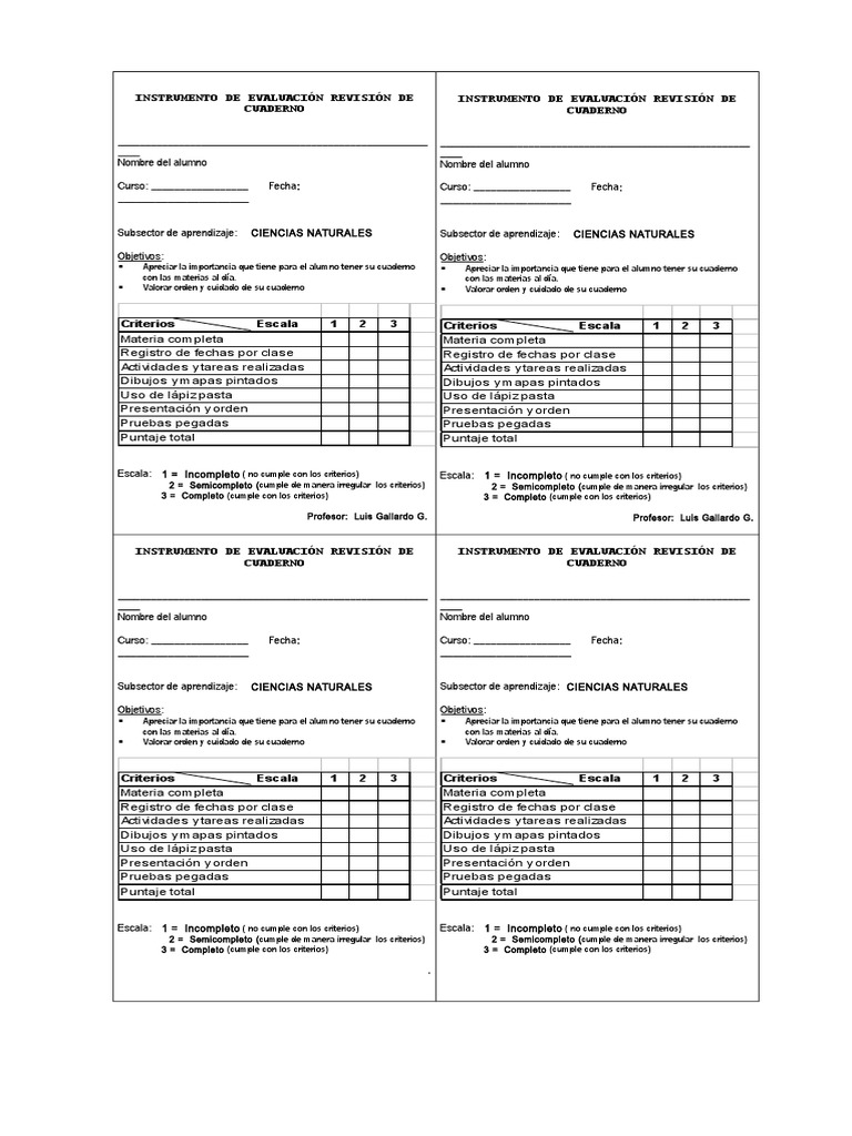 Rubrica para Revision de Cuaderno | PDF | Enseñando | Cambio