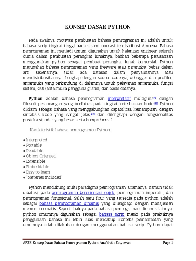 Konsep Dasar Bahasa Pemrograman Python | PDF