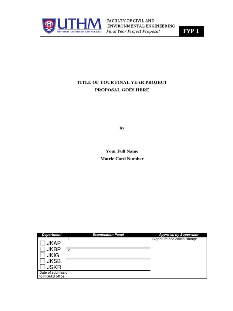 Project Proposal Fyp 1 Cover Template | PDF
