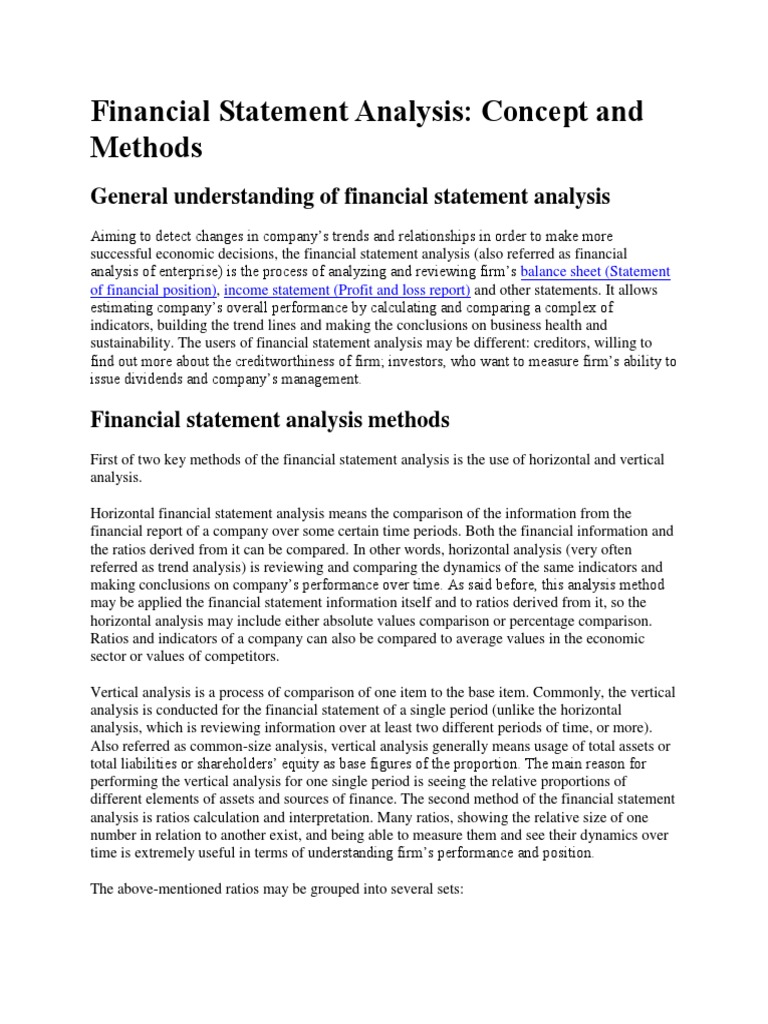 Financial Statement Analysis Methods | PDF | Financial Statement ...