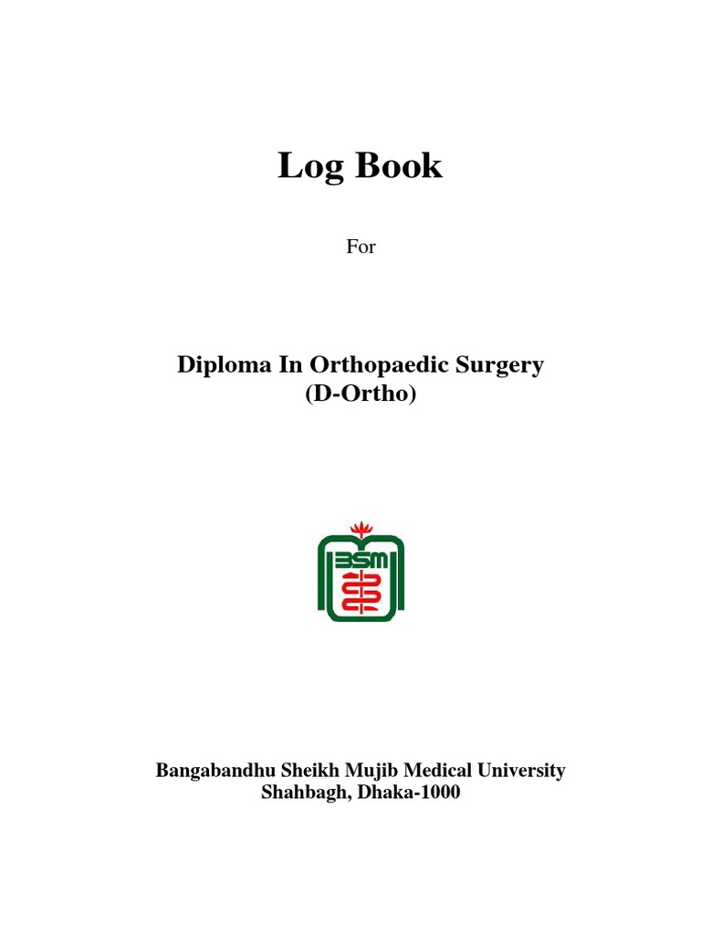 Log Book: Diploma in Orthopaedic Surgery (D-Ortho) | Download Free PDF ...