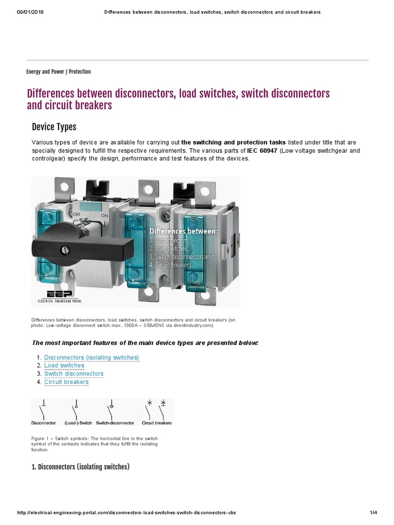 Differences Between Disconnectors | Download Free PDF | Switch | Power ...
