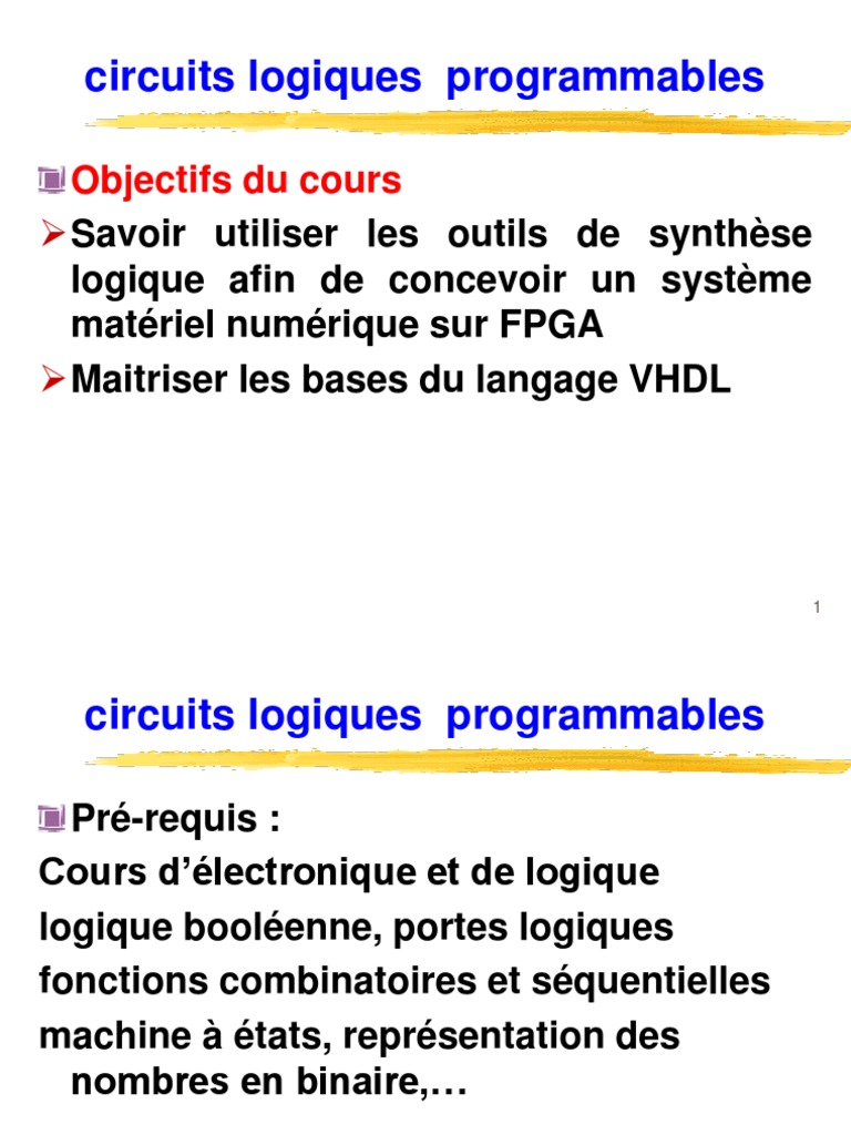 Cours VHDLmodfinal1 | PDF | VHDL | Domaines de l'informatique