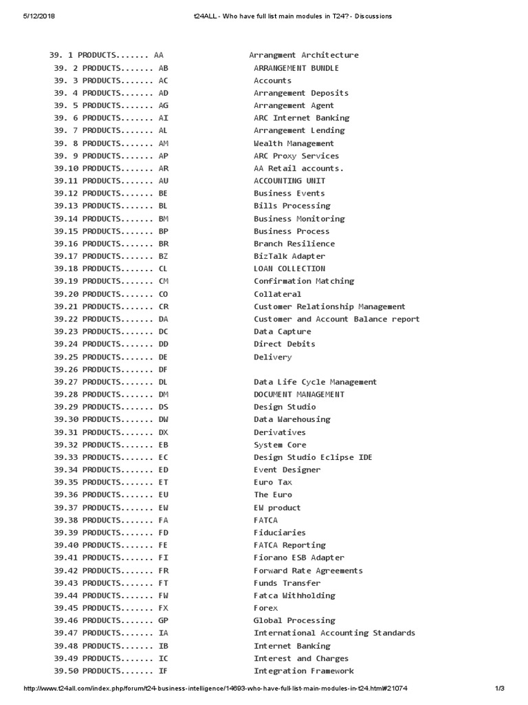 T24 Main Modules Overview | PDF | Financial Economics | Business Economics