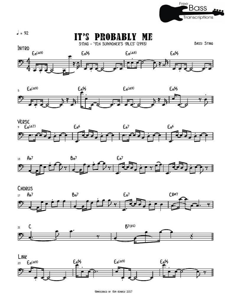 Sting-Its-Probably-Me.pdf | Musical Forms | Musical Compositions