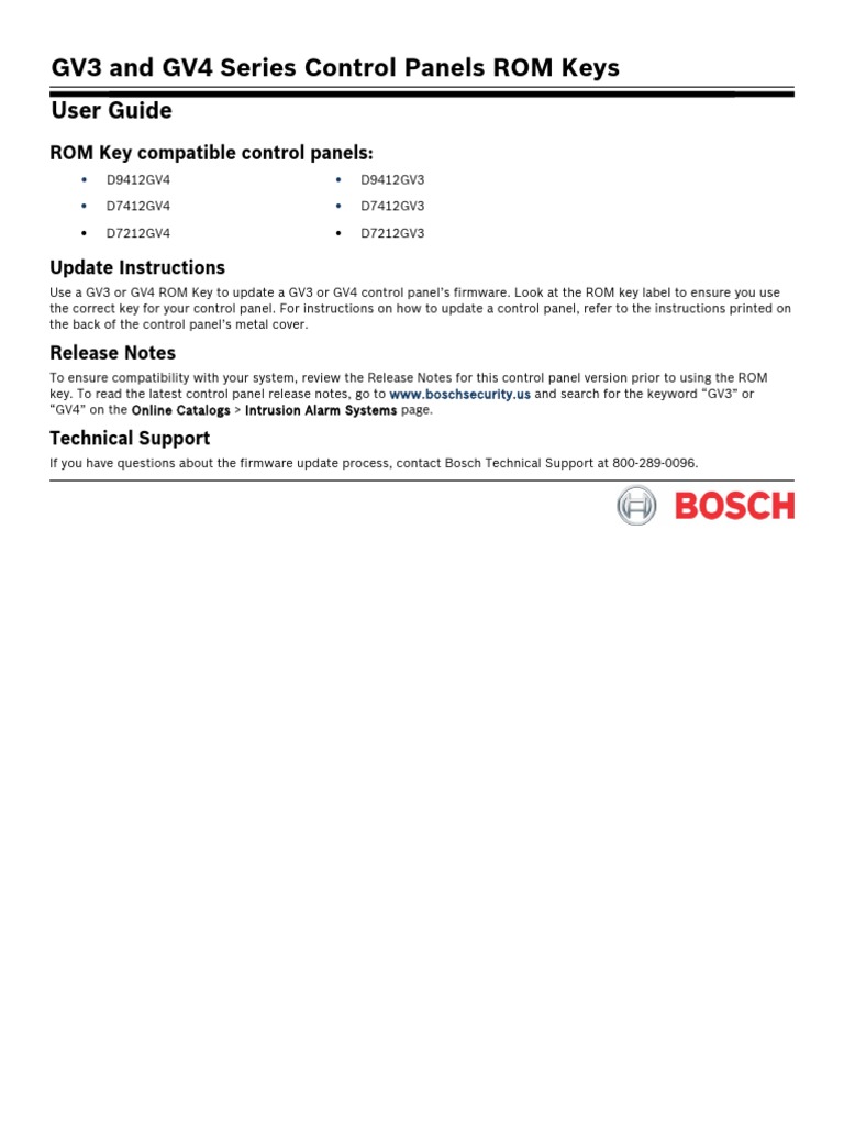 GV3 and GV4 Series Control Panels ROM Keys: User Guide | PDF