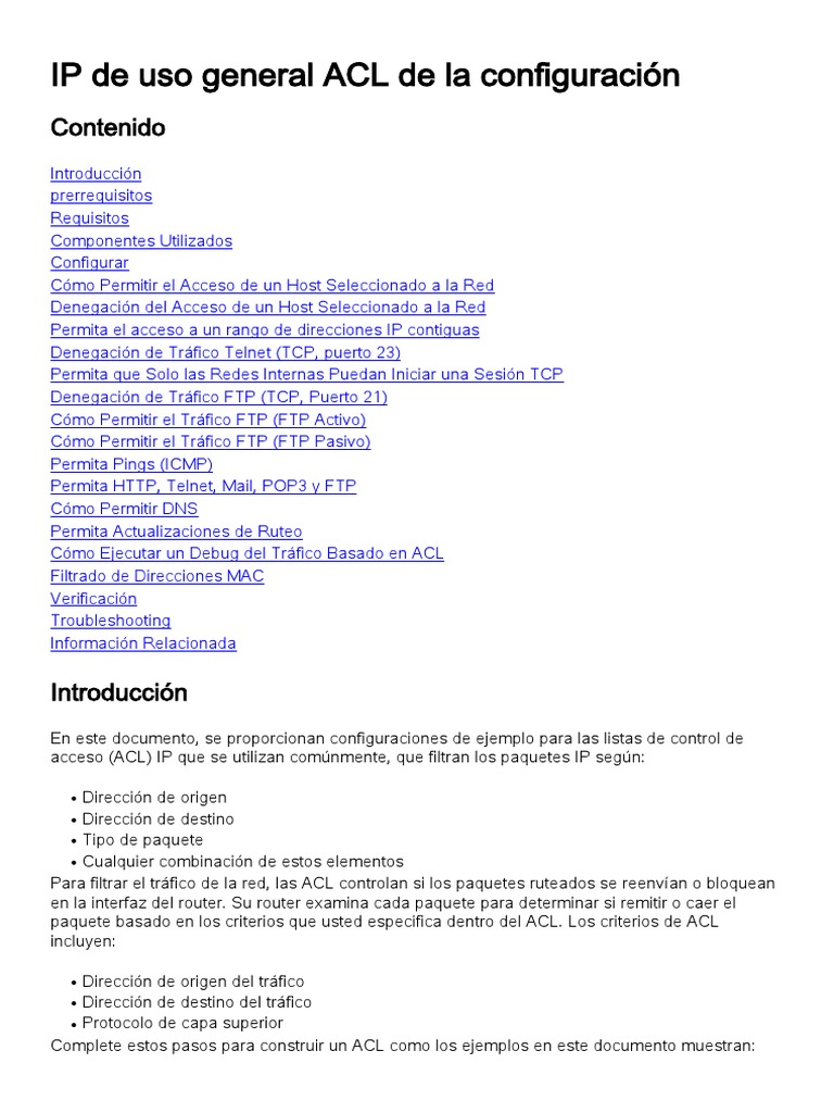 Acl Samples | PDF | File Transfer Protocol | Ip Address