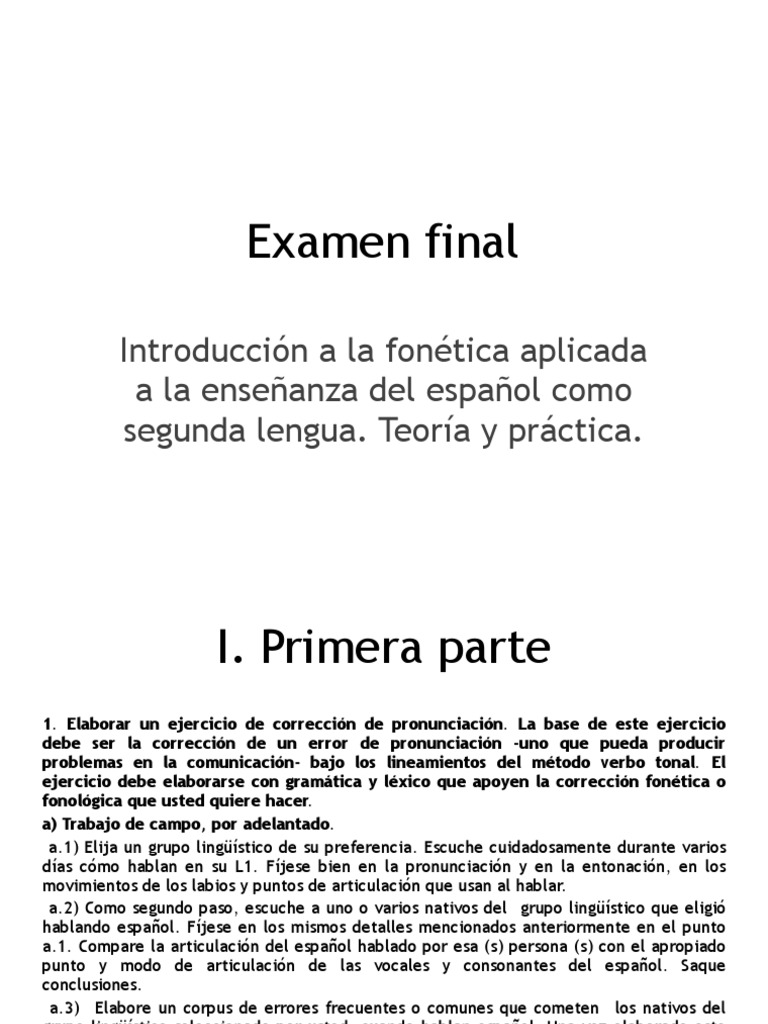 Examen Final. Fonetica.2018 PDF | PDF | Lengua española | Fonética