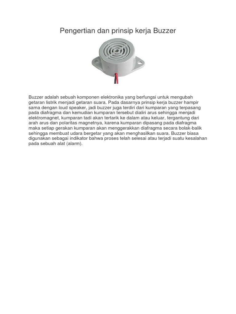 Fungsi dan Prinsip Kerja Buzzer | PDF