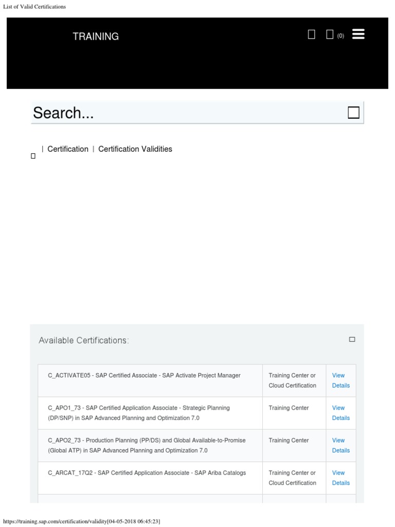 List of Valid Certifications | PDF | Sap Se | Cloud Computing