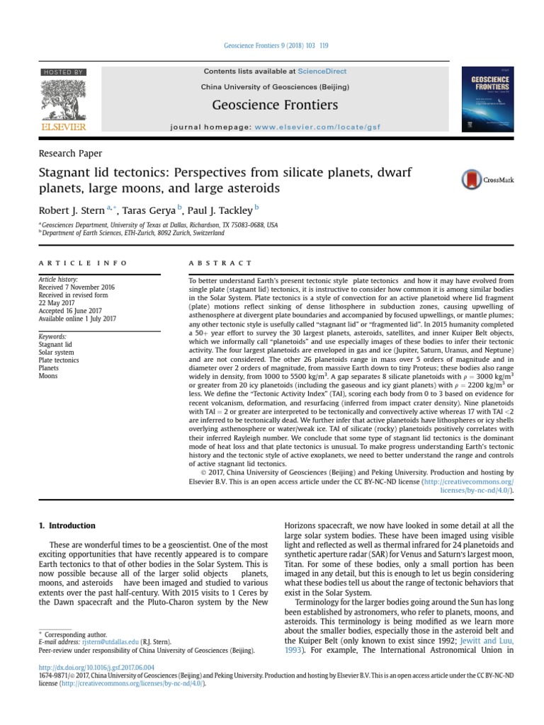 Stagnant Lid Tectonics (2018) | PDF | Natural Satellite | Plate Tectonics