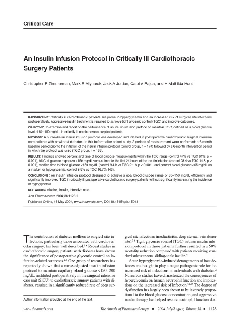 1123 Insulin Protocol | PDF | Diabetes Management | Hypoglycemia