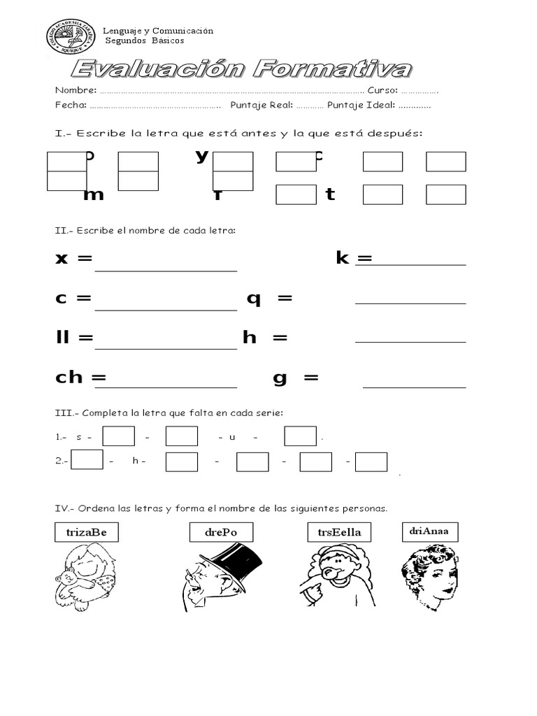 Evaluación del Abecedario en Inglés | PDF | Lingüística
