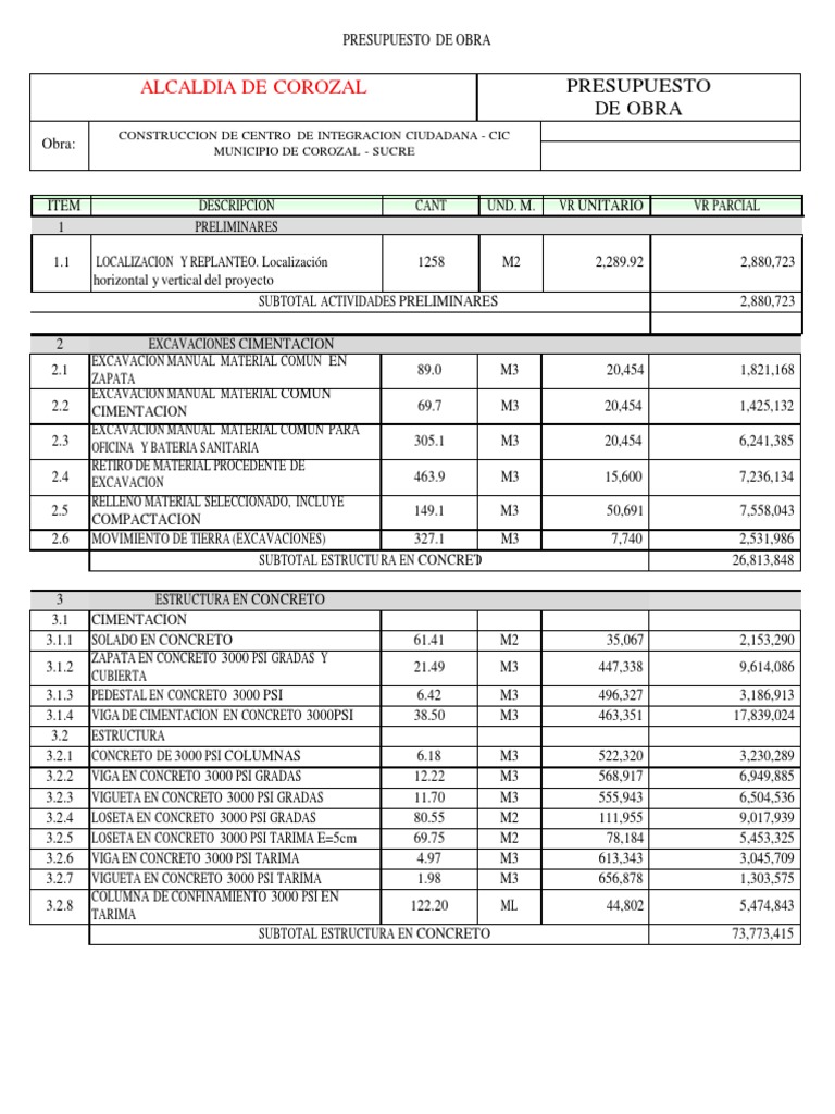 Presupuesto, Apus, Interventoria | PDF | Materiales | Ingeniero civil