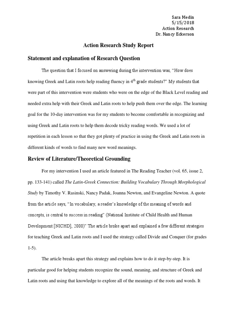 Action Research Report PDF Educational Assessment Teachers