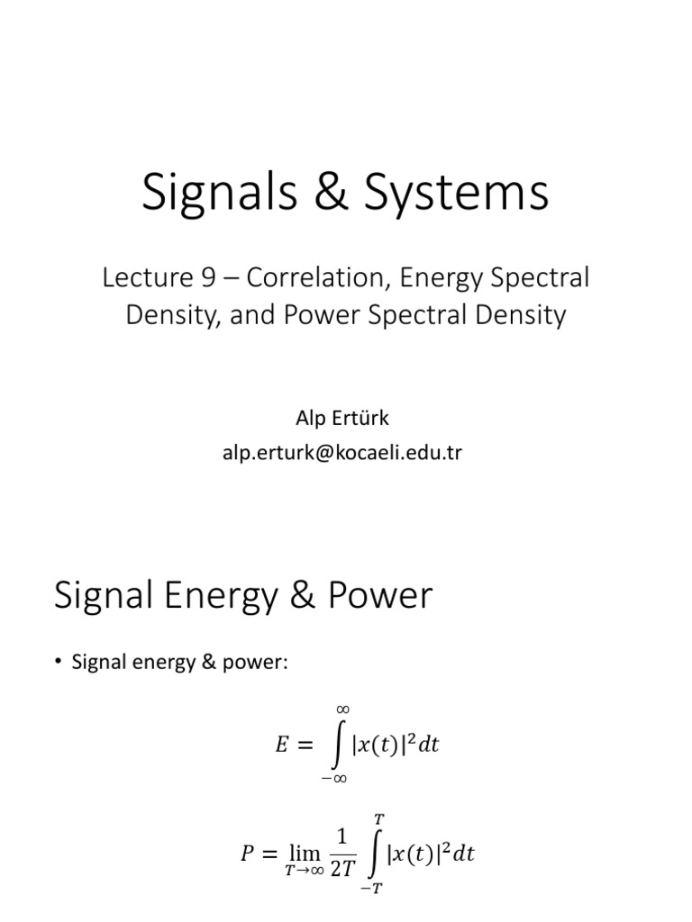 9 Correlation Energy Spectral Density And Power Spectral Density Pdf Spectral Density