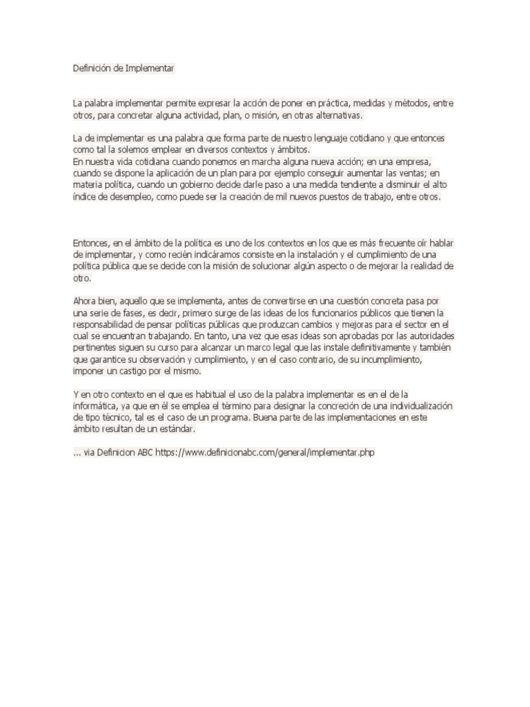 Definición de Implementar | PDF