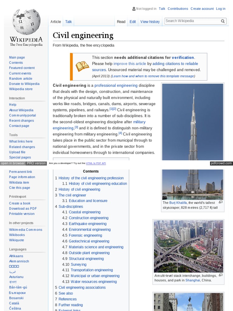 En Wikipedia Org Wiki Civil Engineering | PDF | Civil Engineering ...
