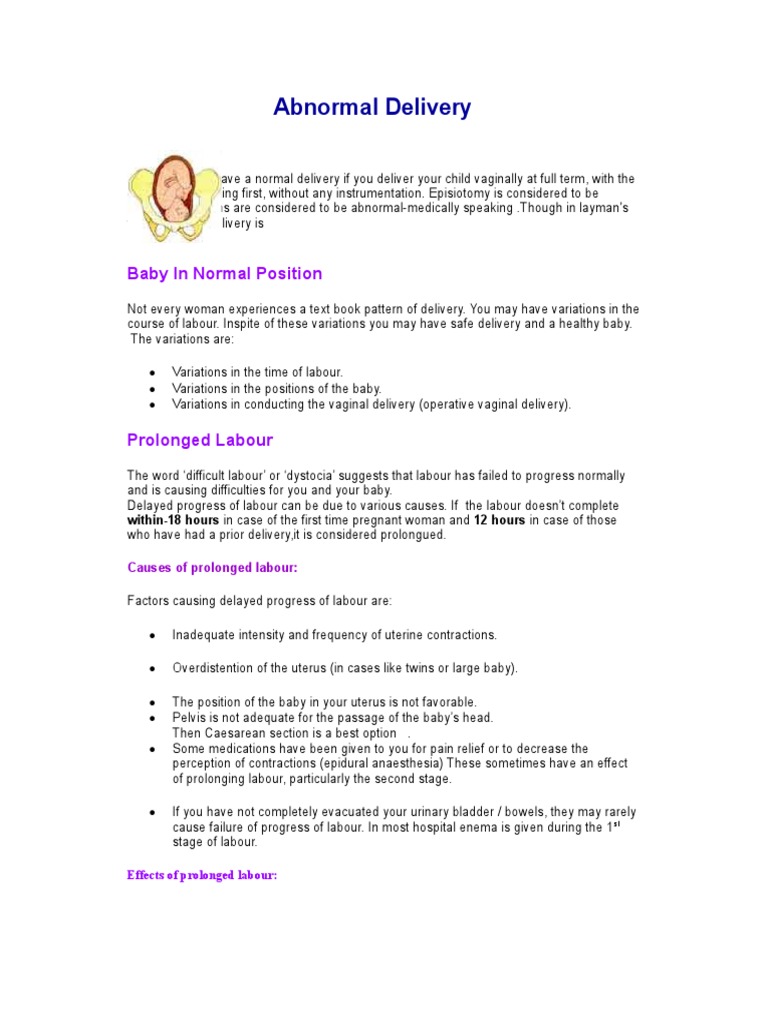 Abnormal Delivery - Zhahrullail Shahid | PDF | Childbirth | Caesarean ...