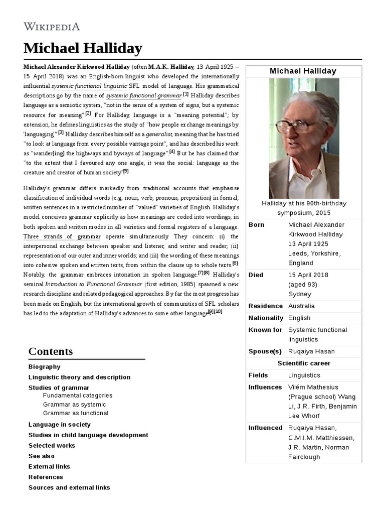 Michael Halliday PDF | PDF | Language Mechanics | Cognitive Science