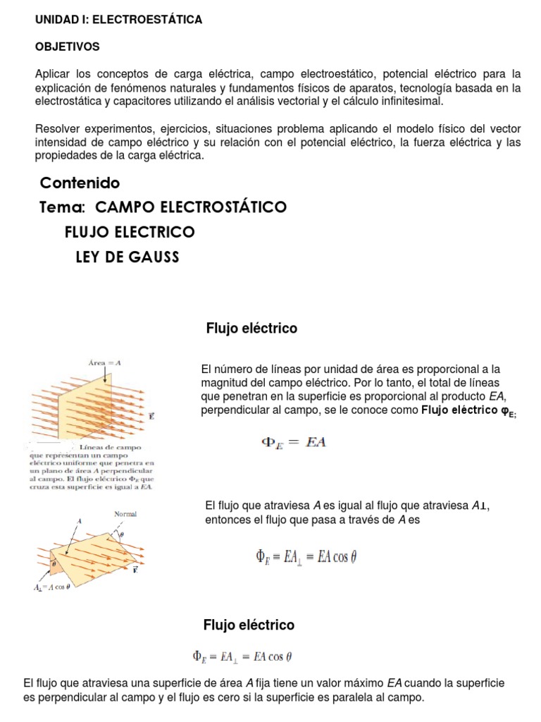 Presentación Flujo Electrico y Ley de Gauss | PDF | Campo eléctrico | Electrostática