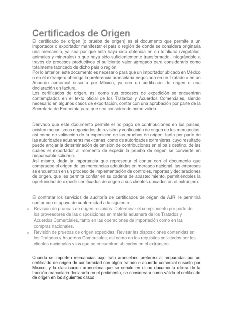 Certificados de Origen PDF | PDF | Exportaciones | aduana