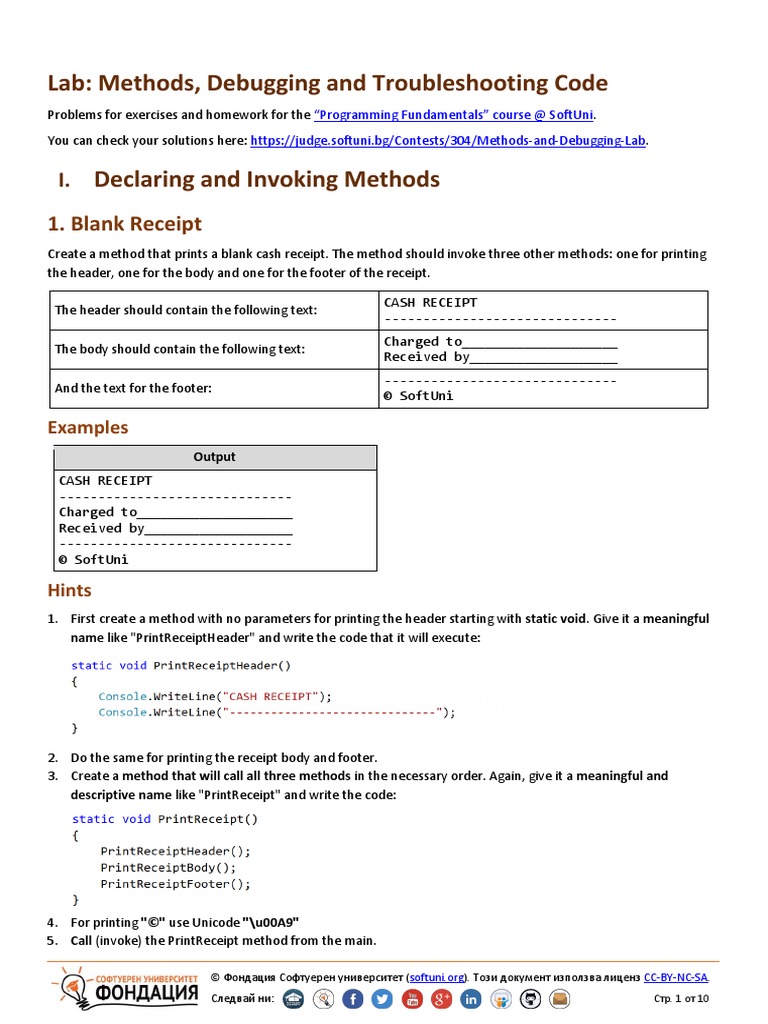 Programming Fundamentals Methods Debugging And Troubleshooting Code Lab Pdf Parameter