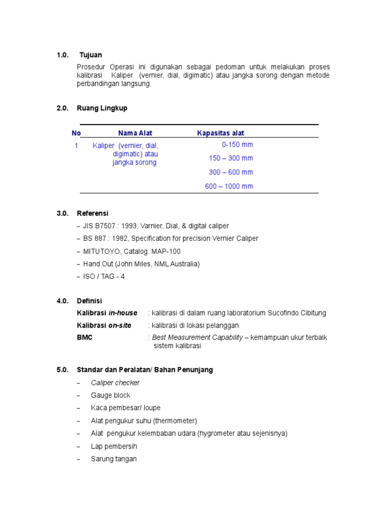 Prosedur Kalibrasi Kaliper | PDF | Measuring Instrument | Tools