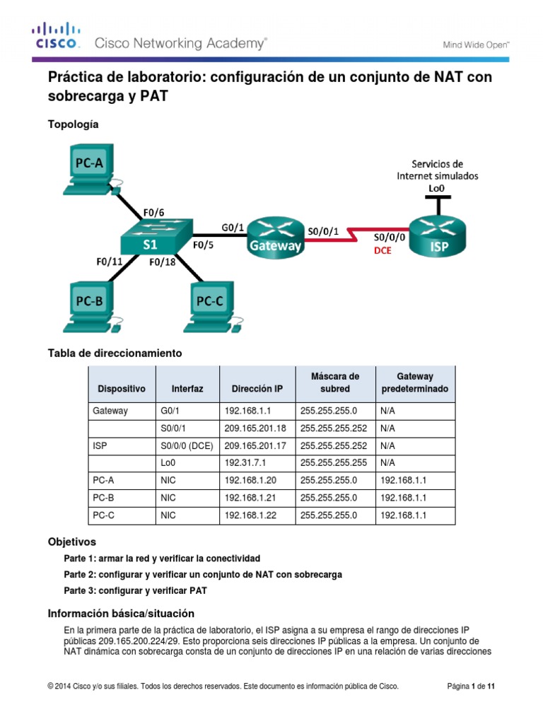 11.2.3.7 Lab - Configuring NAT Pool Overload and PAT | PDF | Router (Computing) | Ip Address