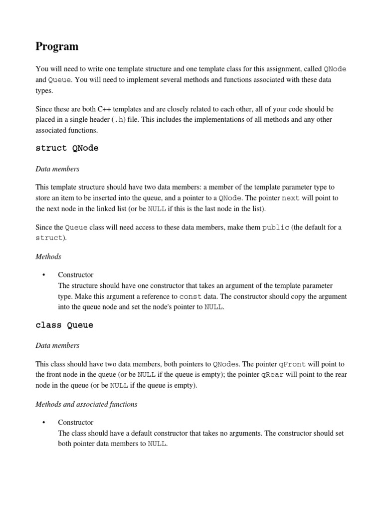 Queue Directions Pdf Queue Abstract Data Type Constructor Object Oriented Programming