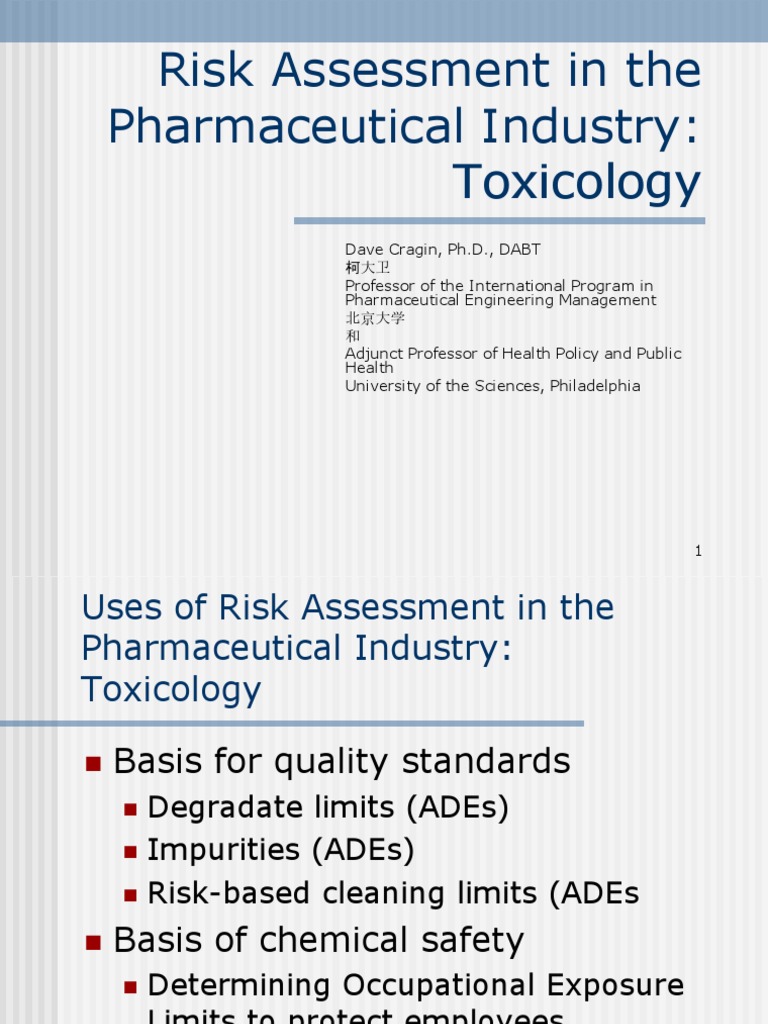 Risk Assessment in The Pharmaceutical Industry Toxicology | PDF ...