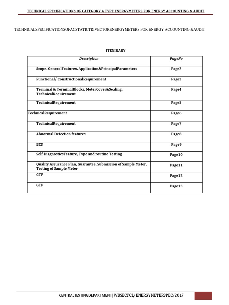 Technical Specifications of Category A Energy Meters | PDF | Electromagnetic Interference | Voltage