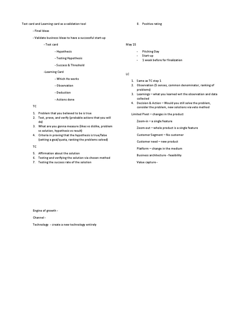Test Card and Learning Card | PDF | Observation | Hypothesis