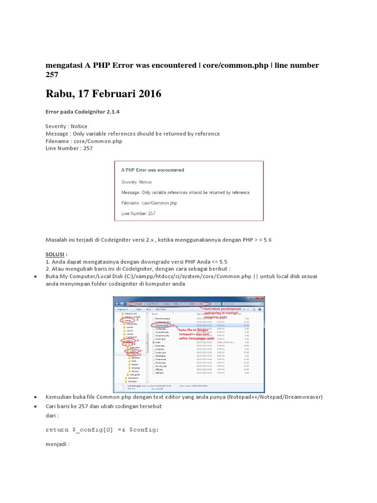 Mengatasi A Php Error Was Encountered 