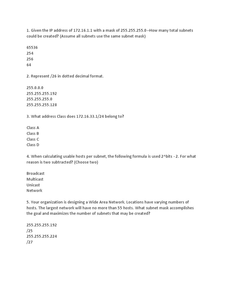 Assignment 1 Subnetting Pdf Ip Address Network Protocols