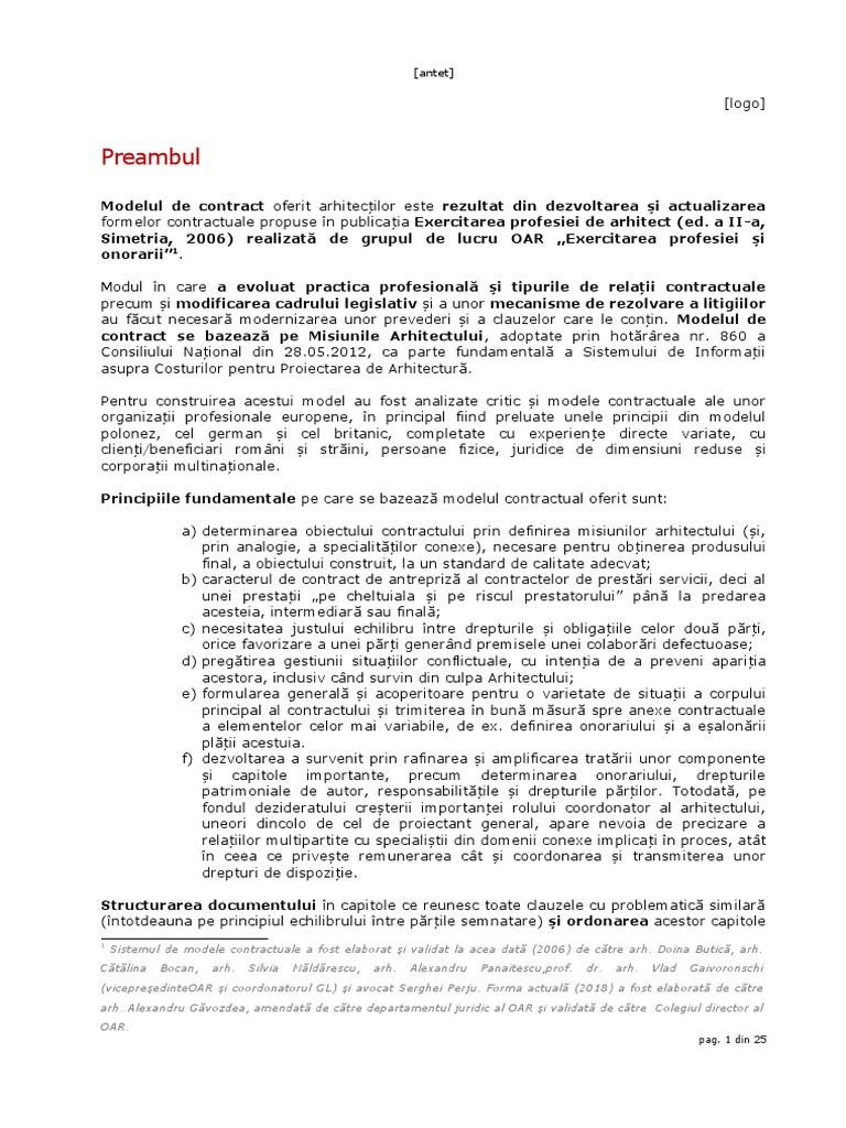 Model Contract de Proiectare | PDF