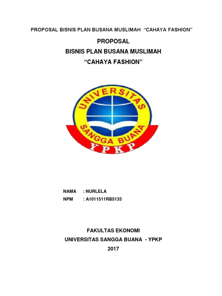 Materi Proposal Bisnis Plan Busana Muslimah | PDF