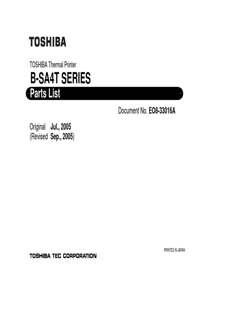 Toshiba B-SA4T Parts List | PDF
