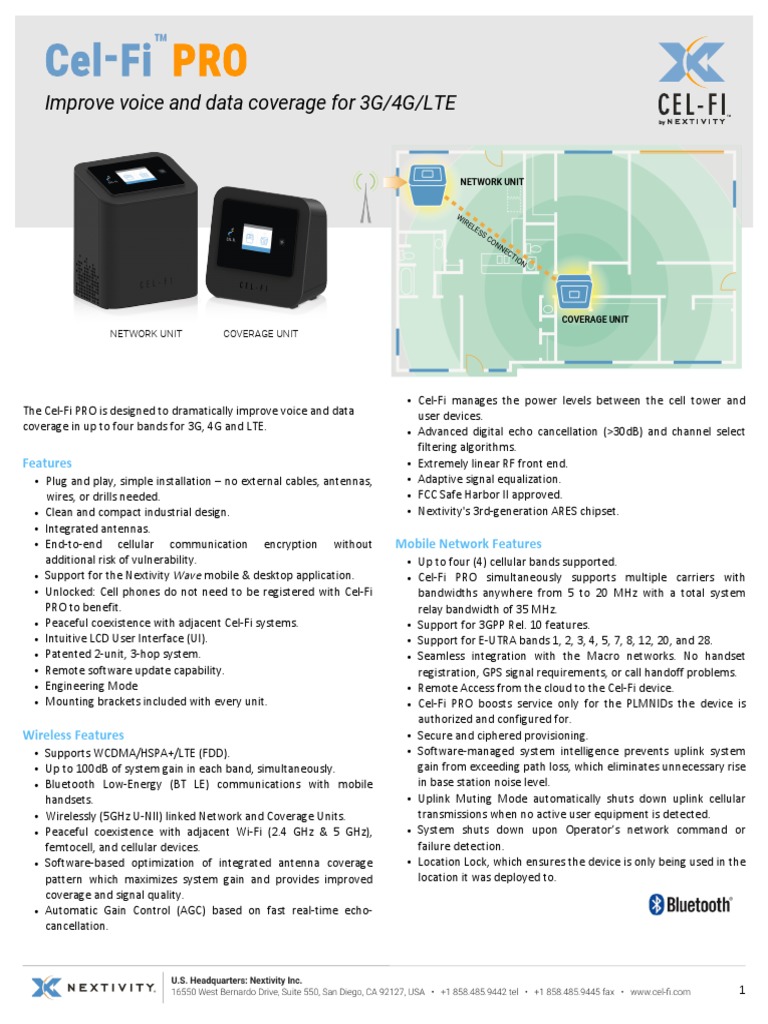 CelFi Pro Datasheet | Download Free PDF | Cellular Network | Electromagnetic Interference
