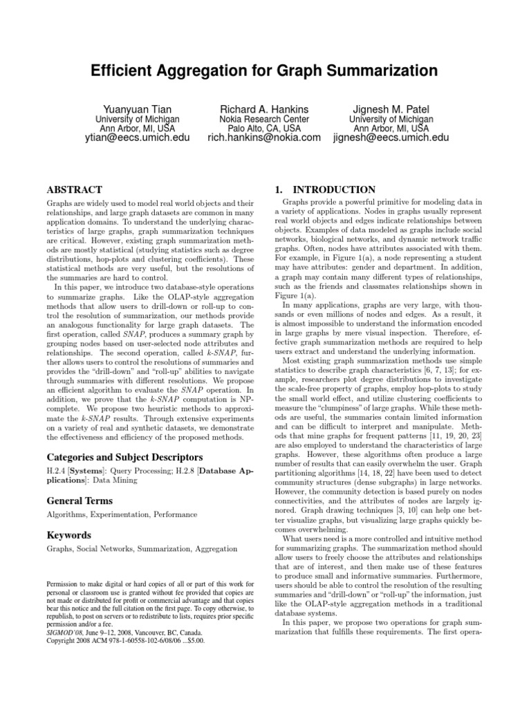 Graph Summarization | PDF | Vertex (Graph Theory) | Algorithms