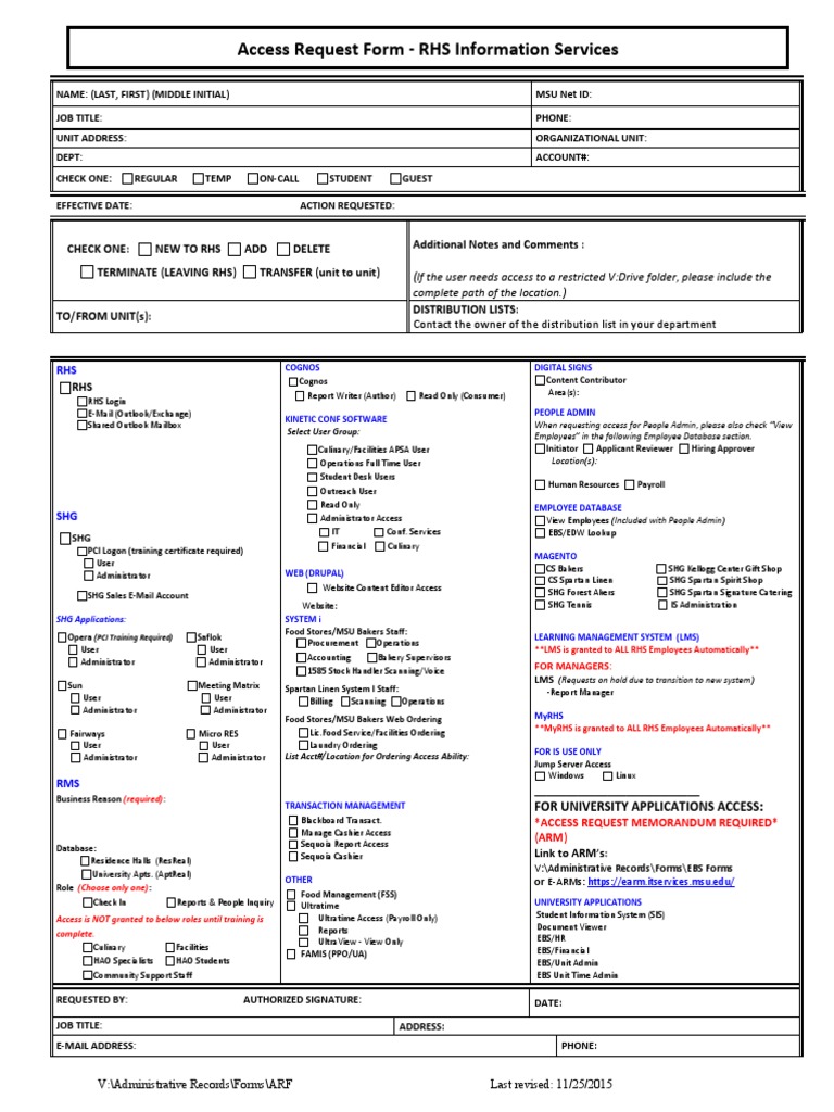 Access Request Form (ARF) - BLANK | PDF | Databases | Digital Technology