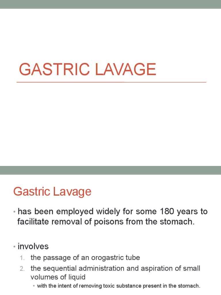 Gastric Lavage | PDF | Medical Specialties | Clinical Medicine