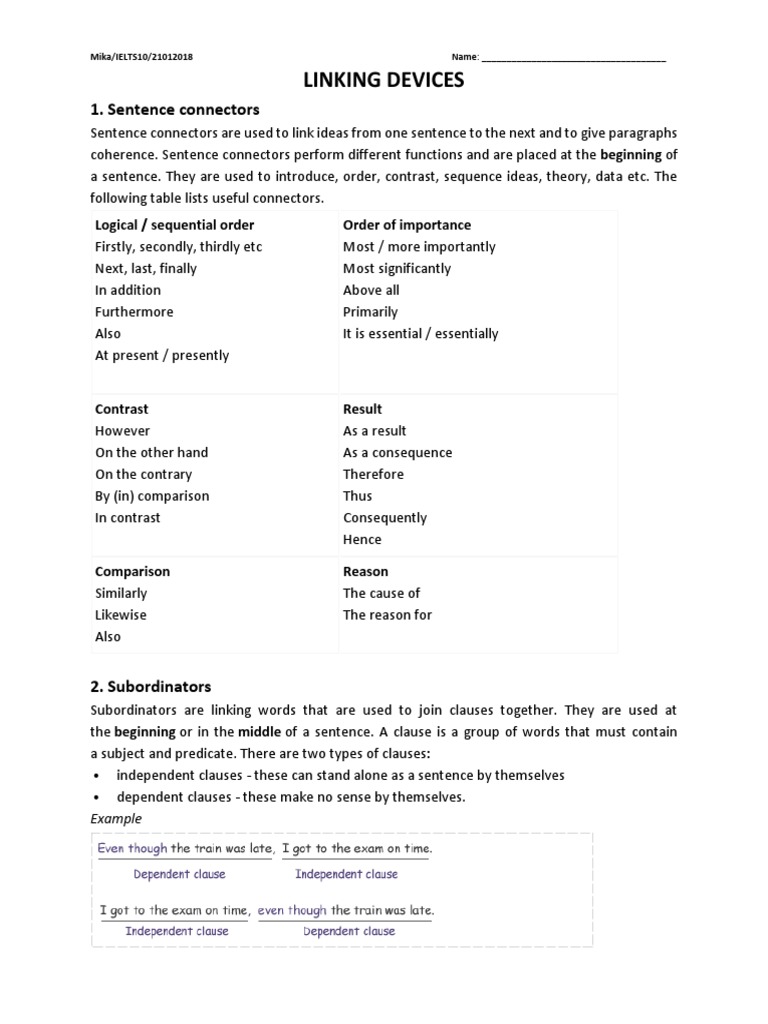 Linking Devices: A Guide to Connecting Ideas in Academic Writing | PDF ...