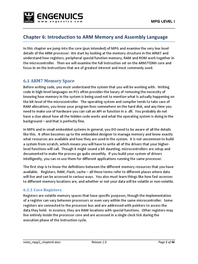 Chapter 6: Introduction To ARM Memory and Assembly Language | PDF | Arm ...