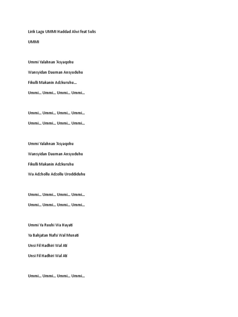 Lirik Lagu UMMI | PDF