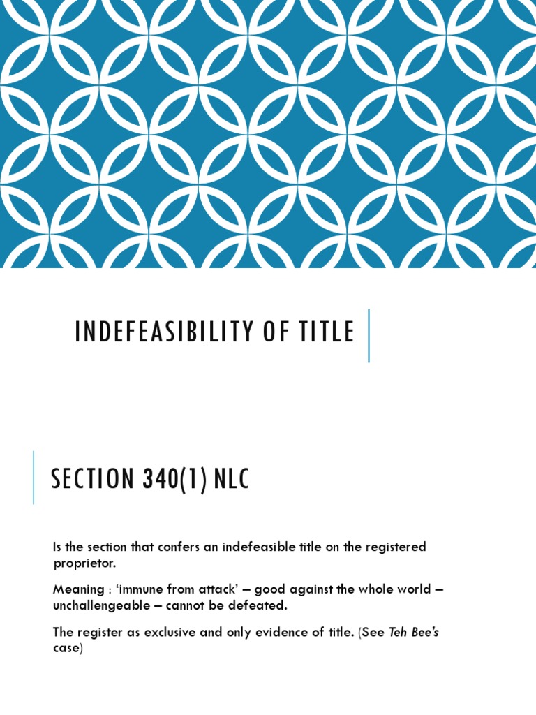 Indefeasibility of Title | PDF | Fraud | Forgery