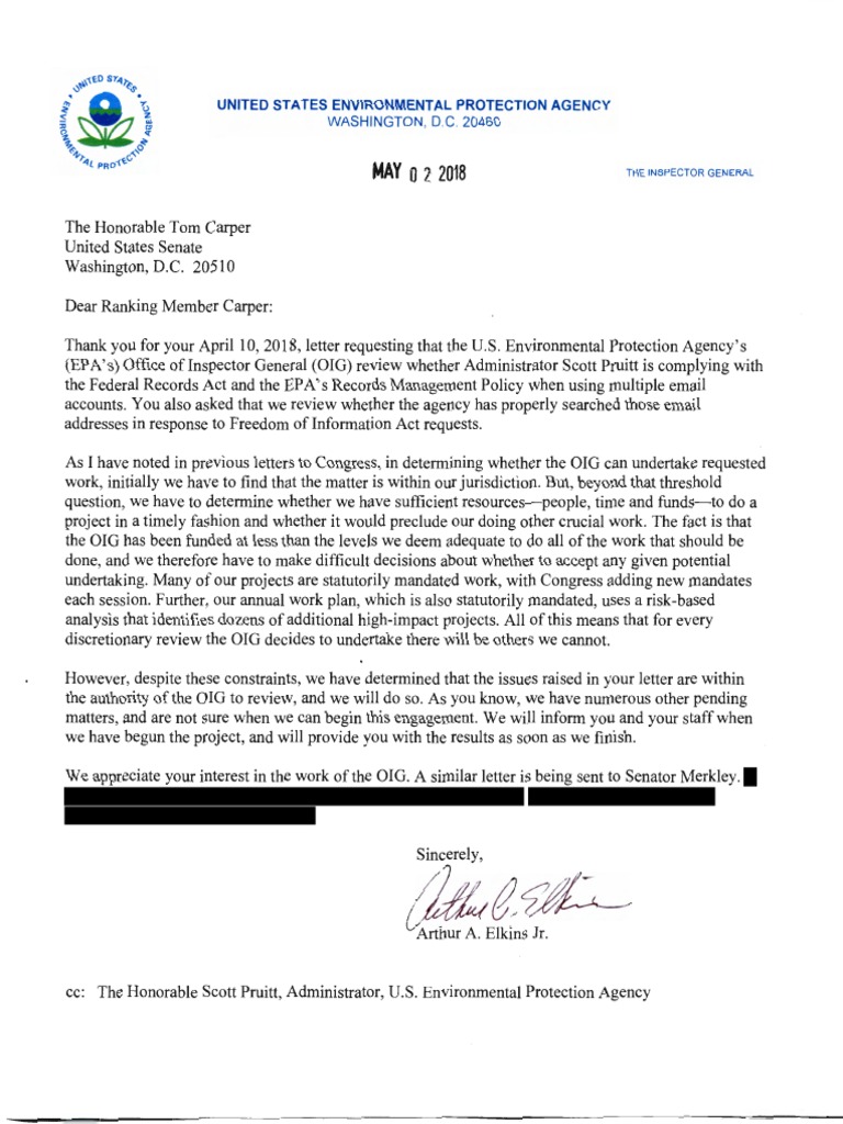 2015-05-02 EPA IG Letter Re: Pruitt Emails | PDF | United States ...