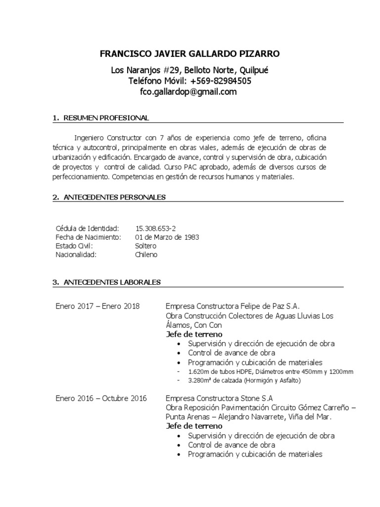 Curriculum Vitae Francisco Gallardo | PDF