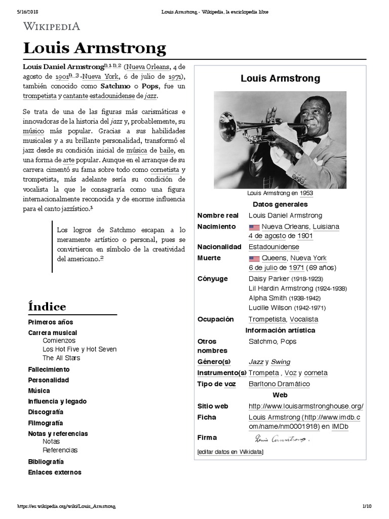 Louis Armstrong | PDF | Jazz Music | Entertainment (General)